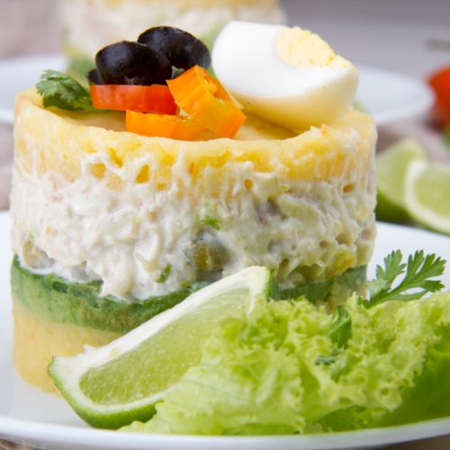 Causa Limeña de Pollo (Chicken-filled Layered Potato Dish) - Eat Peru